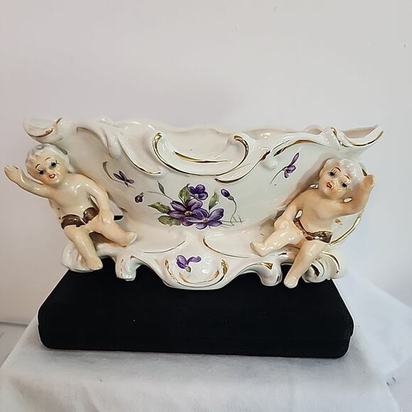 Royal Sealy | Accents | Vintage Ceramic Purple Floral Cherub Angel ...